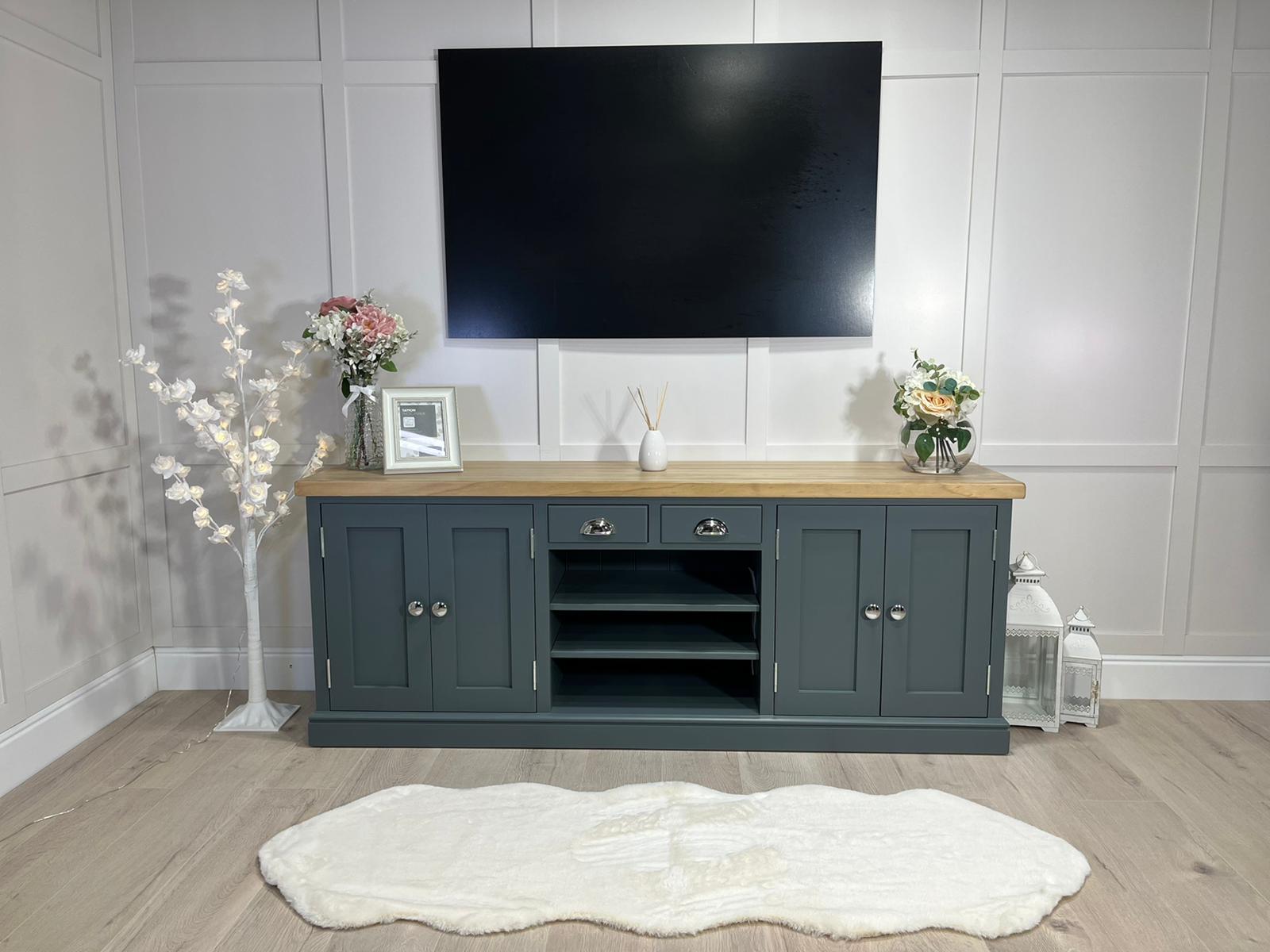 6ft Shaker Tv Stand - Downpipe & Light - Farmhouse Furniture
